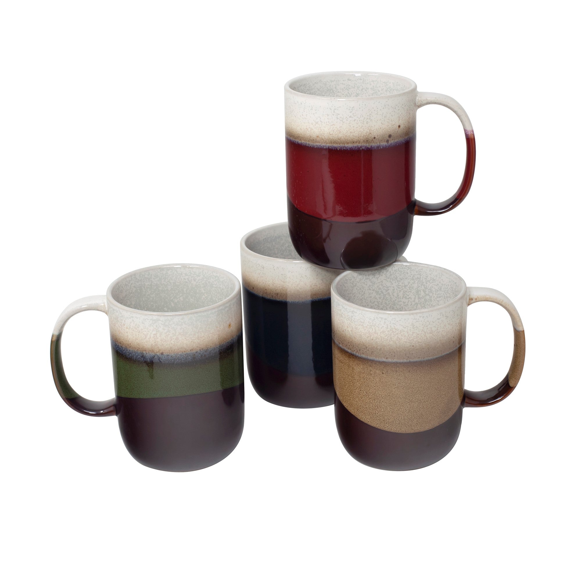 16 Oz Tri Color Reactive Glaze Mugs - 4 Assorted Colors ...